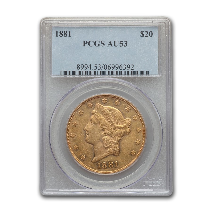 Buy 1881 $20 Liberty Gold Double Eagle AU-53 PCGS | APMEX