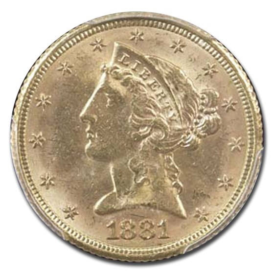 Buy 1881 $5 Liberty Gold Half Eagle MS-63+ PCGS | APMEX