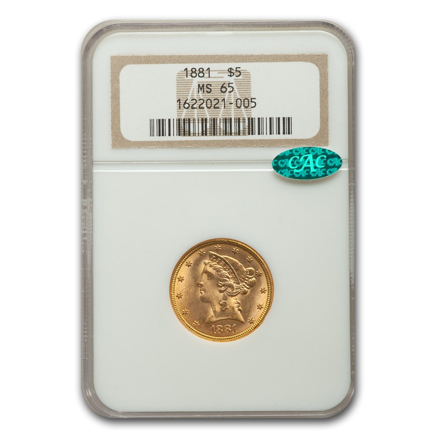 Buy 1881 $5 Liberty Gold Half Eagle MS-65 NGC CAC | APMEX