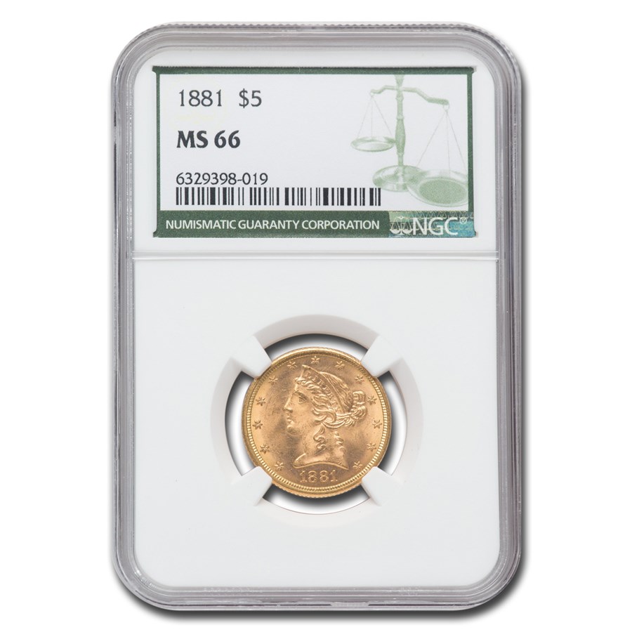 Buy 1881 $5 Liberty Gold Half Eagle MS-66 NGC (Green Label) | APMEX