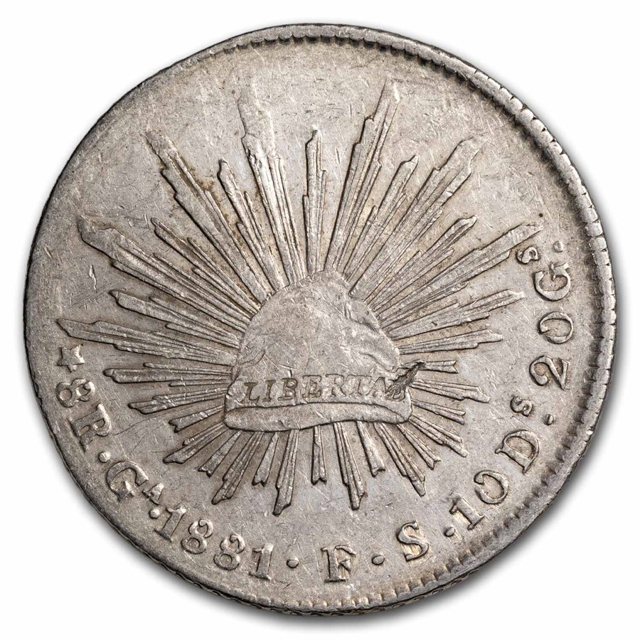 1881-Ga FS Mexico Silver 8 Reales Cap & Rays XF