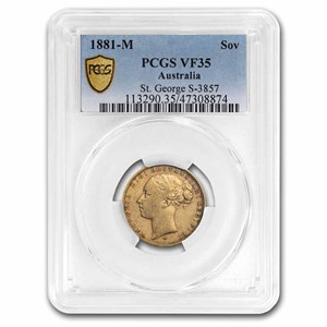 1881-M Australia Gold Sovereign Young Victoria VF-35 PCGS