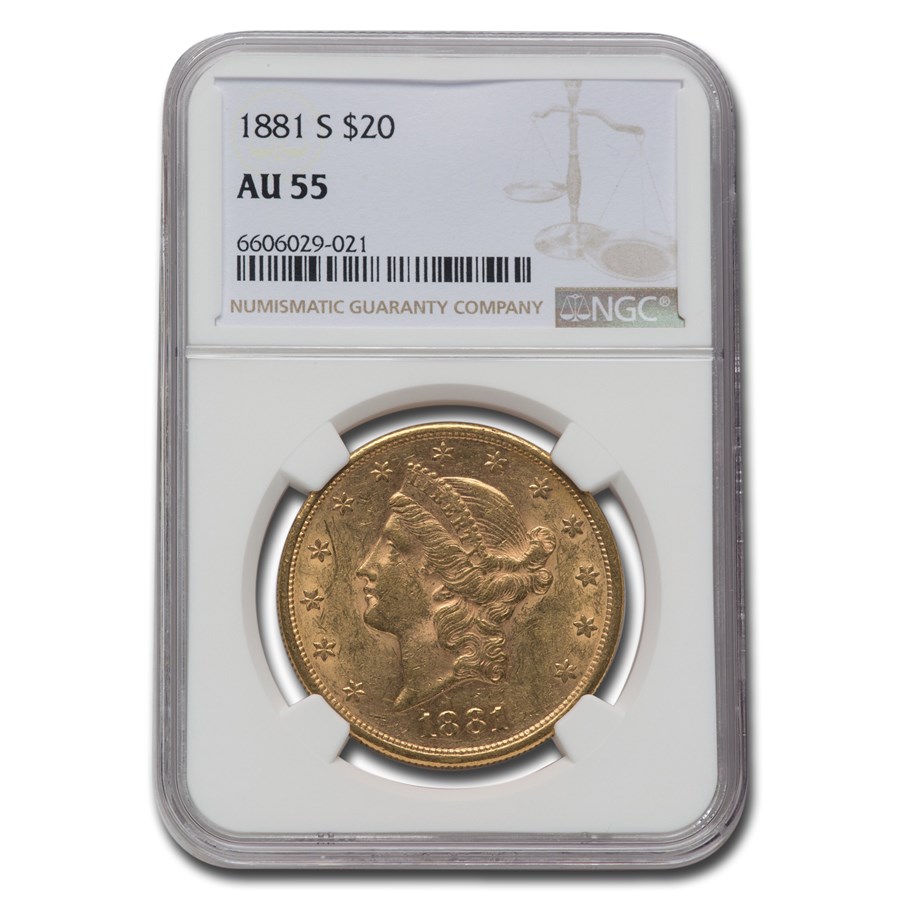 Buy 1881-S $20 Liberty Gold Double Eagle AU-55 NGC | APMEX