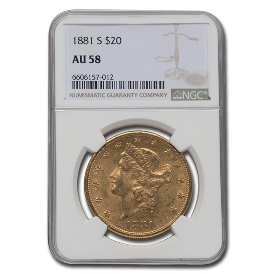 Buy 1881-S $20 Liberty Gold Double Eagle AU-58 NGC | APMEX