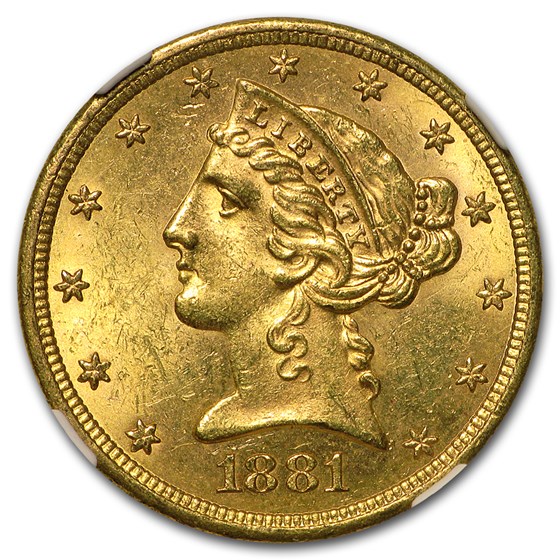 Buy 1881-S $5 Liberty Gold Half Eagle Coin MS-63 NGC | APMEX