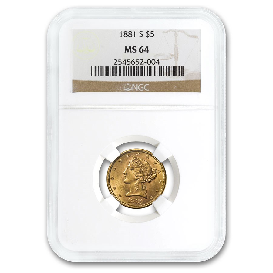 Buy 1881-S $5 Liberty Gold Half Eagle MS-64 NGC | APMEX