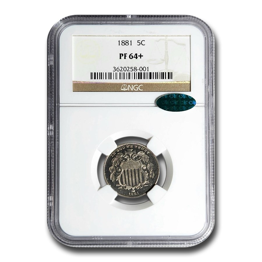 1881 Shield Nickel PF-64+ NGC CAC