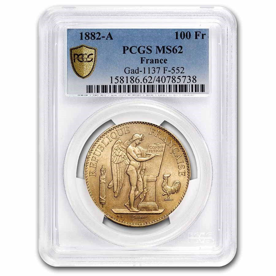 Buy 1882-A Gold 100 Francs Lucky Angel MS-61 NGC | APMEX