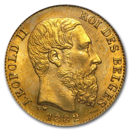 Buy 1882 Belgium Gold 20 Francs Leopold II MS-64 NGC/PCGS | APMEX