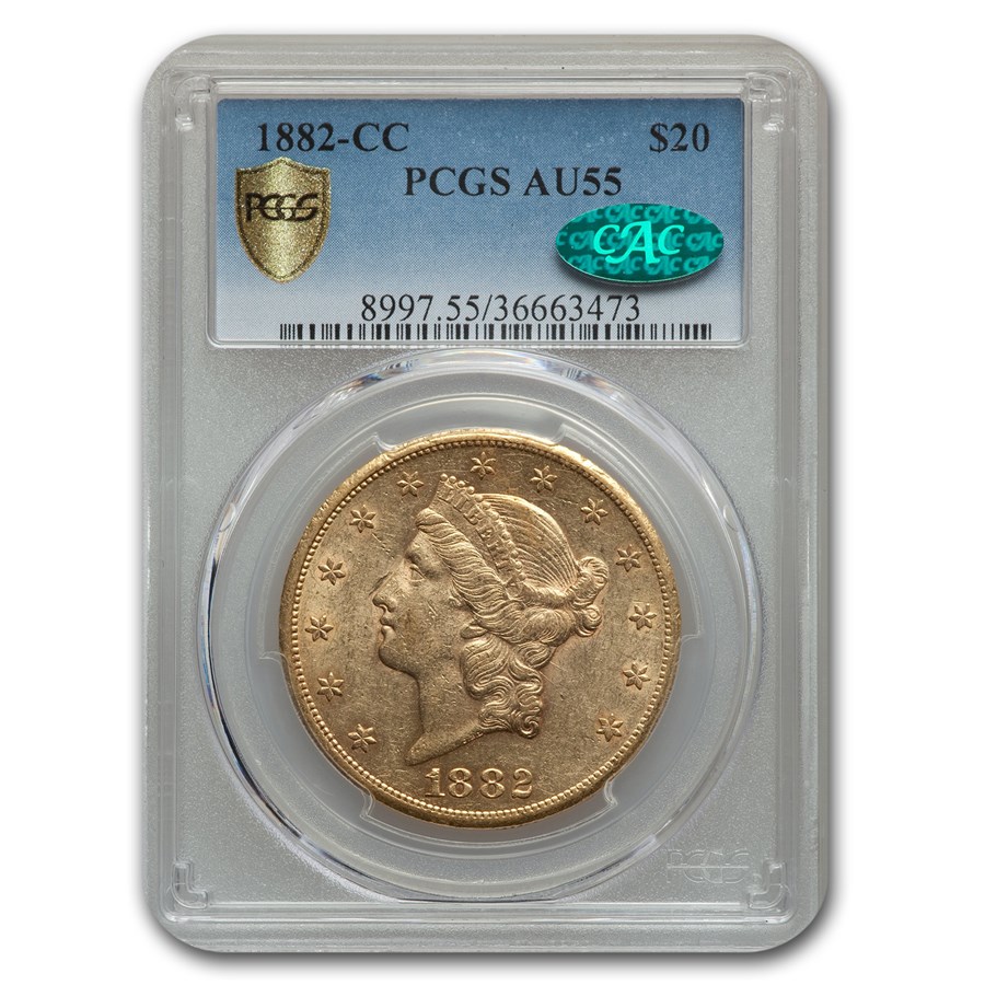 Buy 1882-CC $20 Liberty Gold Double Eagle AU-55 PCGS CAC | APMEX