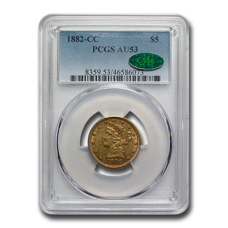 Buy 1882-CC $5 Liberty Gold Half Eagle AU-53 PCGS CAC | APMEX