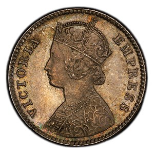 1882 India Silver 1/4 Rupee Victoria MS-65 PCGS (British)