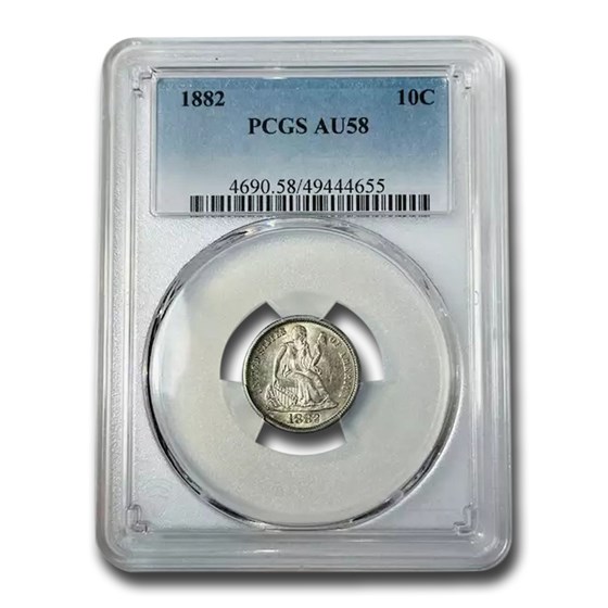 1882 Liberty Seated Dime AU-58 PCGS