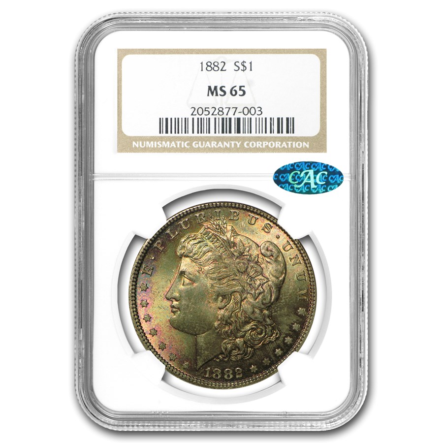 Buy 1882 Morgan Dollar MS-65 NGC CAC (Rainbow Obv/Rev Toning) | APMEX