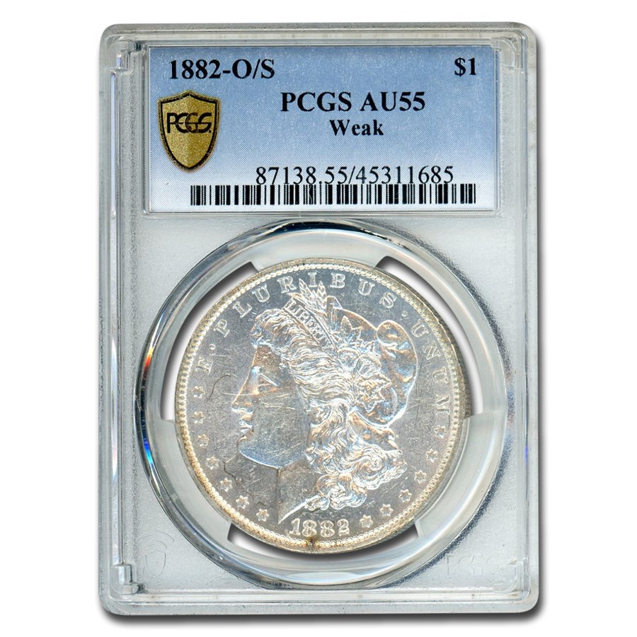 1882-O/S Morgan Dollar AU-55 PCGS (Weak)