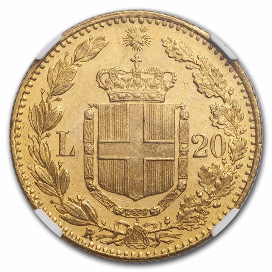 Buy 1882-R Italy Gold 20 Lire Umberto I MS-63 NGC | APMEX