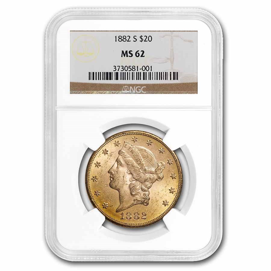 Buy 1882-S $20 Liberty Gold Double Eagle MS-62 NGC CAC | APMEX