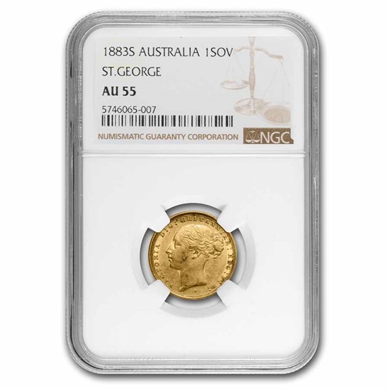 Buy 1883-S Australia Gold Sovereign Victoria Shield AU-55 NGC | APMEX
