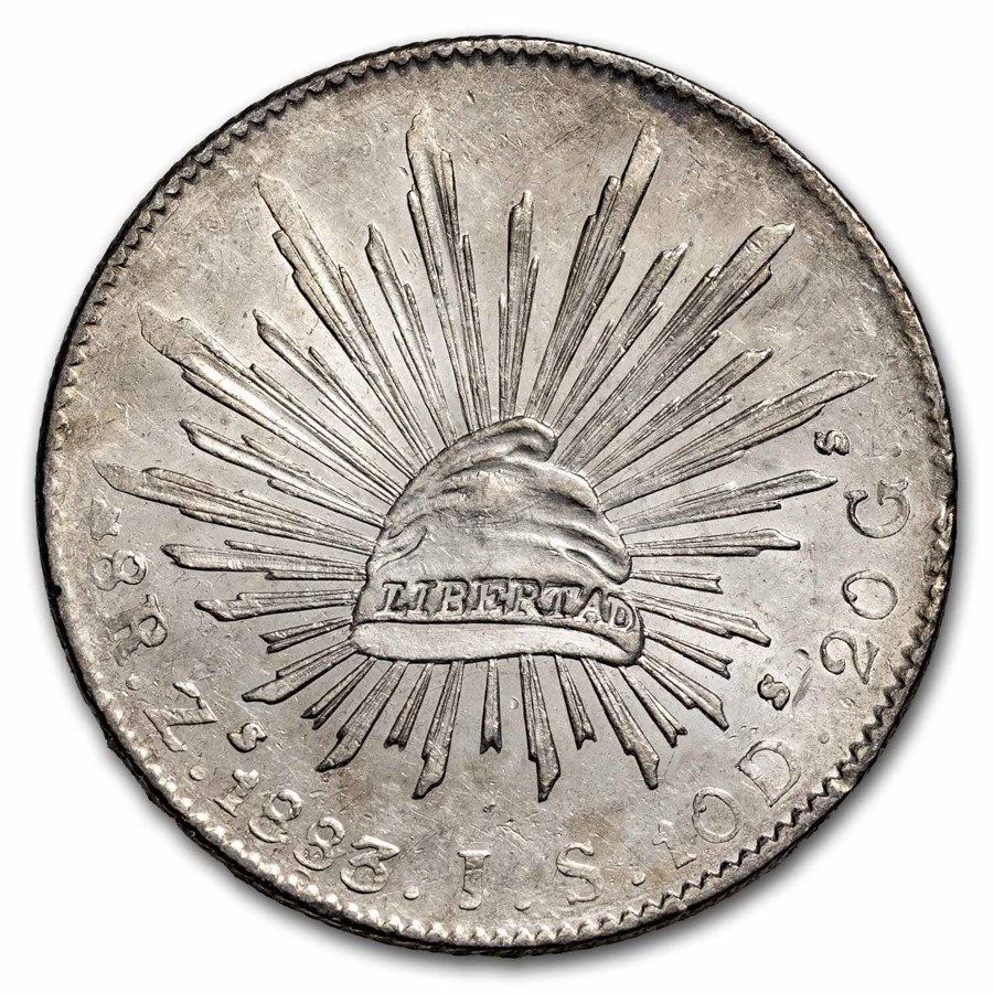 1883-Zs JS Mexico Silver 8 Reales AU