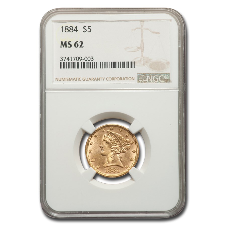 Buy 1884 $5 Liberty Gold Half Eagle MS-62 NGC | APMEX