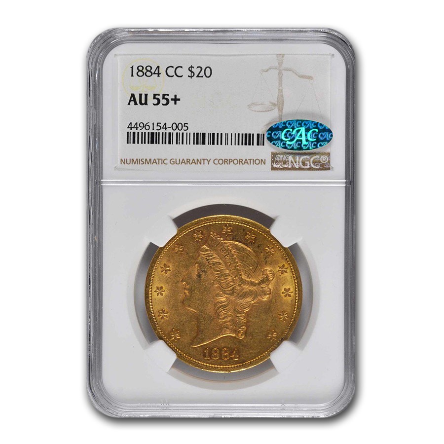 Buy 1884-CC $20 Liberty Gold Double Eagle AU-55+ NGC CAC | APMEX