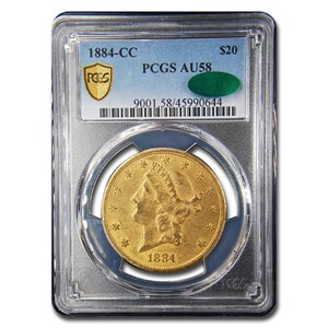 Buy 1884-CC $20 Liberty Gold Double Eagle AU-58 PCGS CAC | APMEX