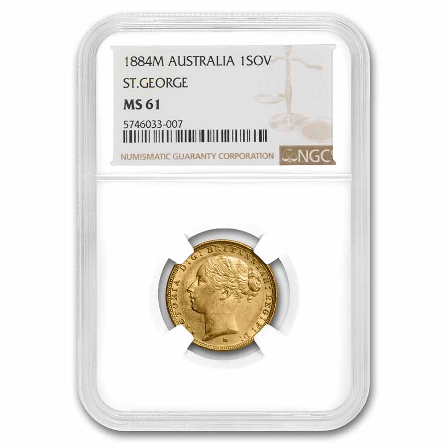 Buy 1884-M Australia Gold Sovereign Young Victoria MS-61 NGC | APMEX