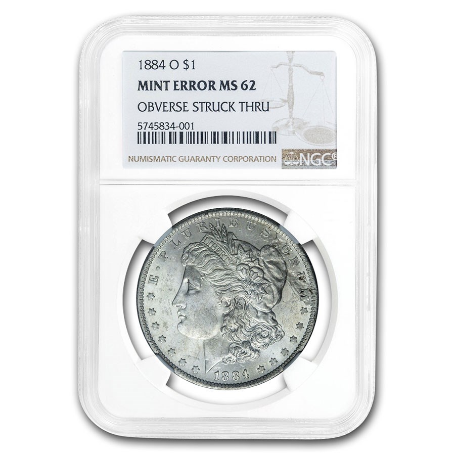 Buy 1884-O Morgan Dollar Mint Error MS-62 NGC (Obv Struck Thru) | APMEX