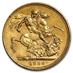1884-S Australia Gold Sovereign Victoria AU