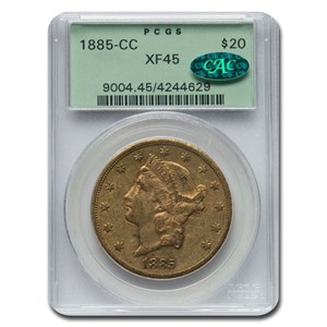 1885-CC $20 Liberty Gold Double Eagle XF-45 PCGS CAC