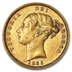Buy 1885 Great Britain Gold 1/2 Sovereign Victoria AU | APMEX