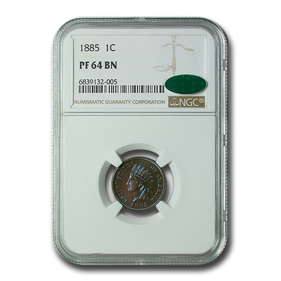 1885 Indian Head Cent PF-64 NGC CAC (Brown)