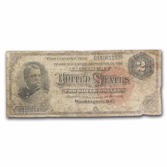 1886 $2 Silver Cert. Winfield Scott Hancock Good (Fr#244)