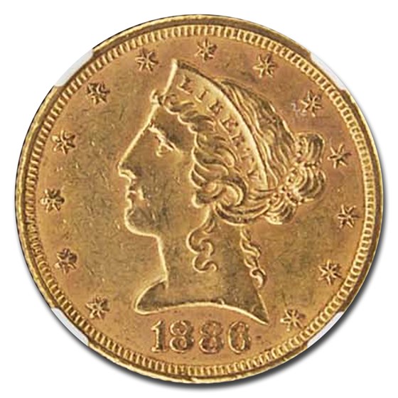 Buy 1886 $5.00 Liberty Gold Half Eagle MS-61 NGC | APMEX