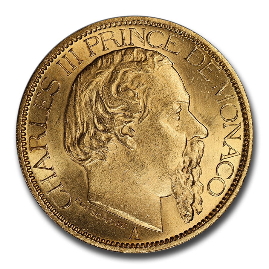 Buy 1886-A Monaco Gold 100 Francs Charles III MS-64 PCGS | APMEX
