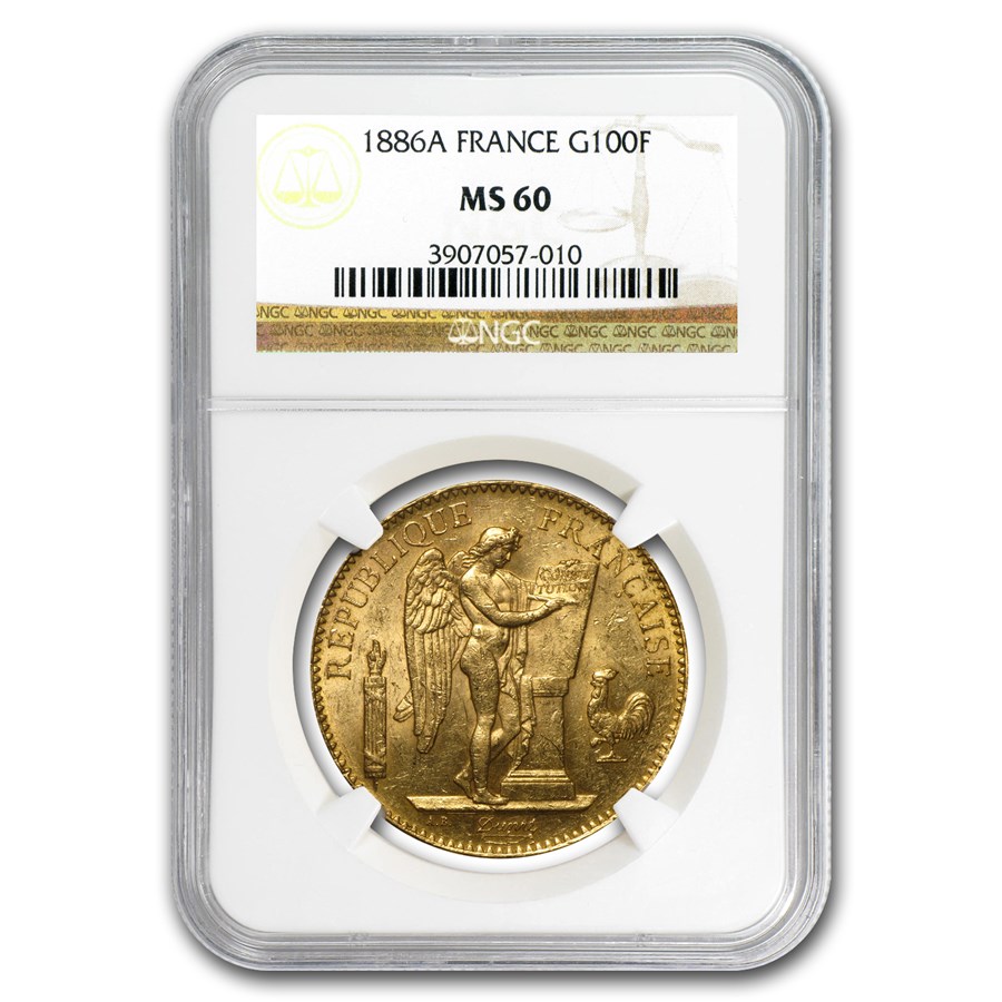 Buy 1886 France Gold 100 Francs Angel MS-60 NGC | APMEX