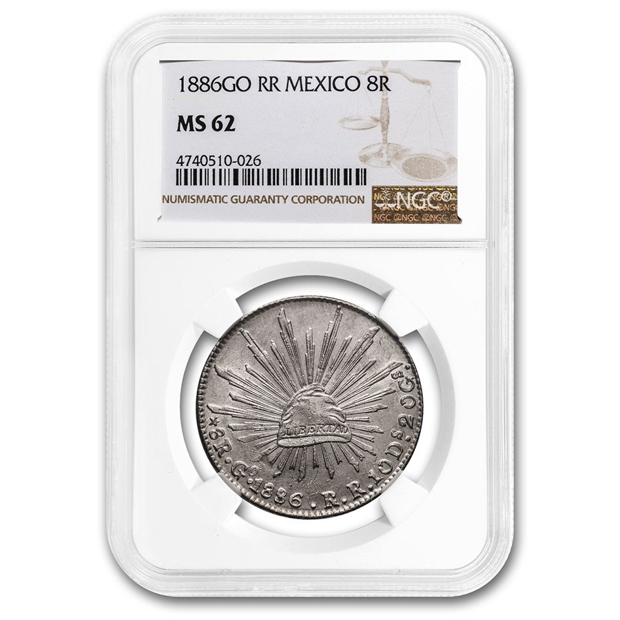 Buy 1886-Go RR Mexico Silver 8 Reales MS-62 NGC | APMEX