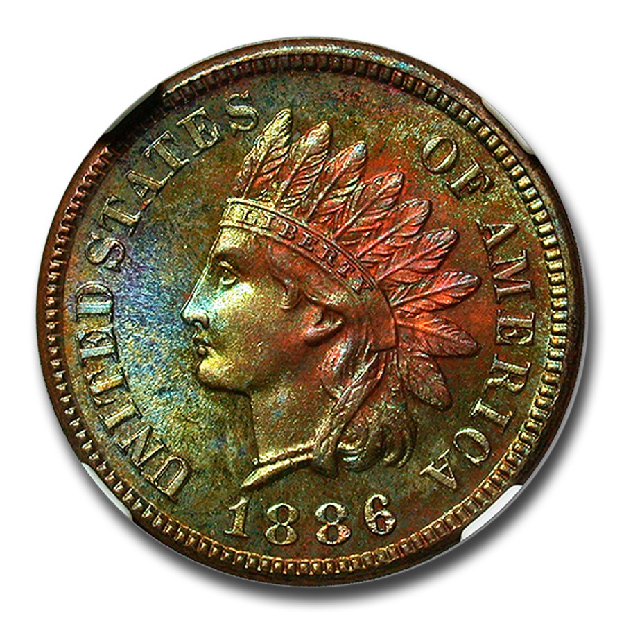 1886 Indian Head Cent PF-63 NGC (Type-I, Red/Brown)