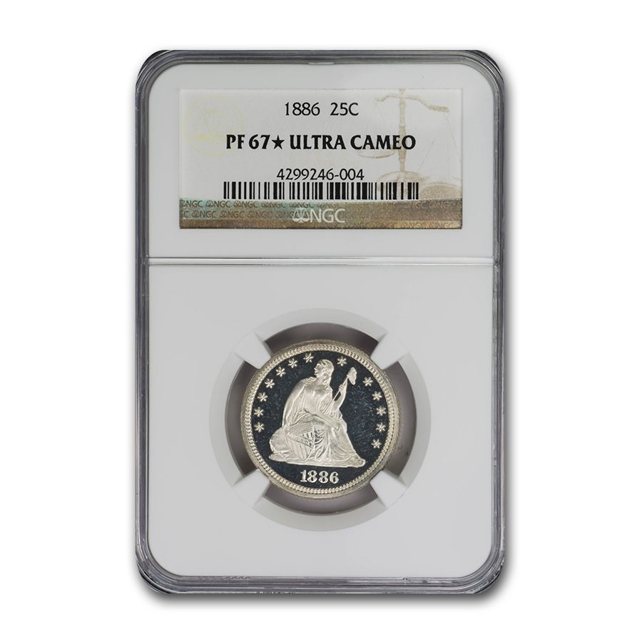 Buy 1886 Liberty Seated Quarter PF-67* UCAM NGC | APMEX