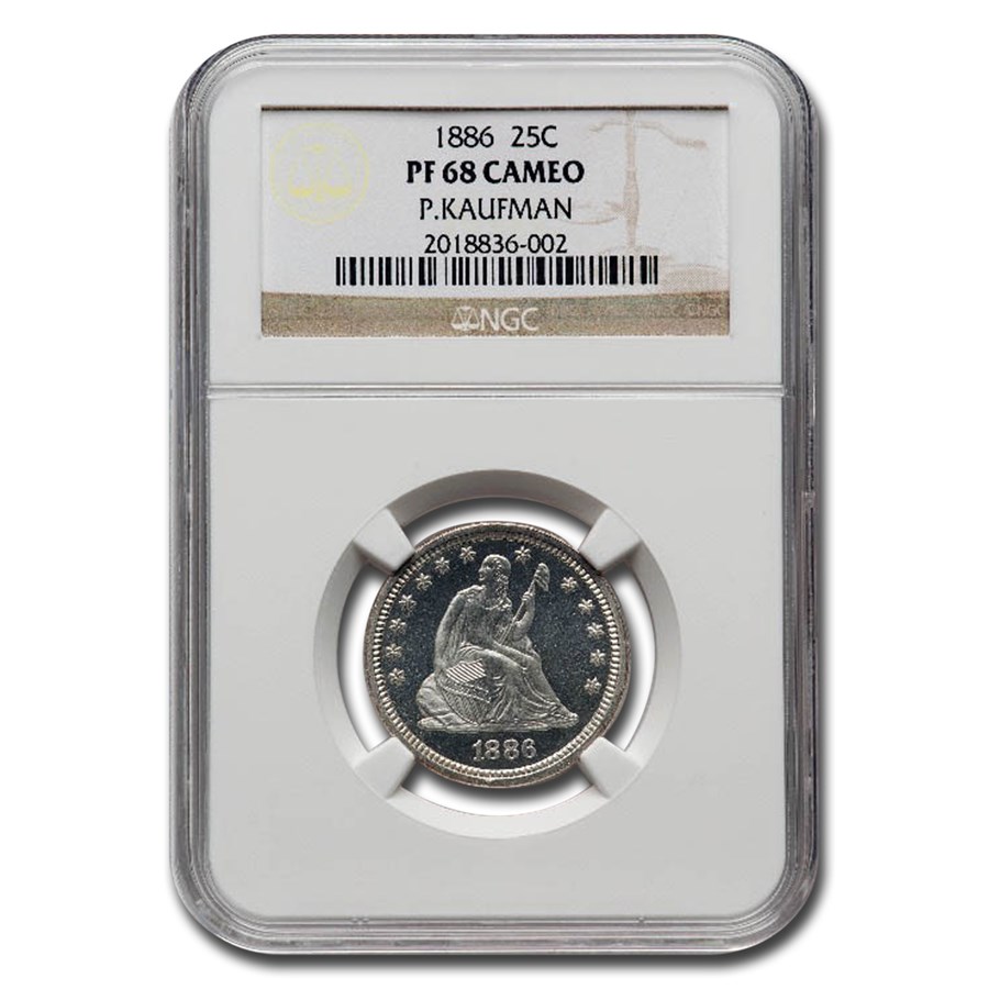 1886 Liberty Seated Quarter PF-68 Cameo NGC