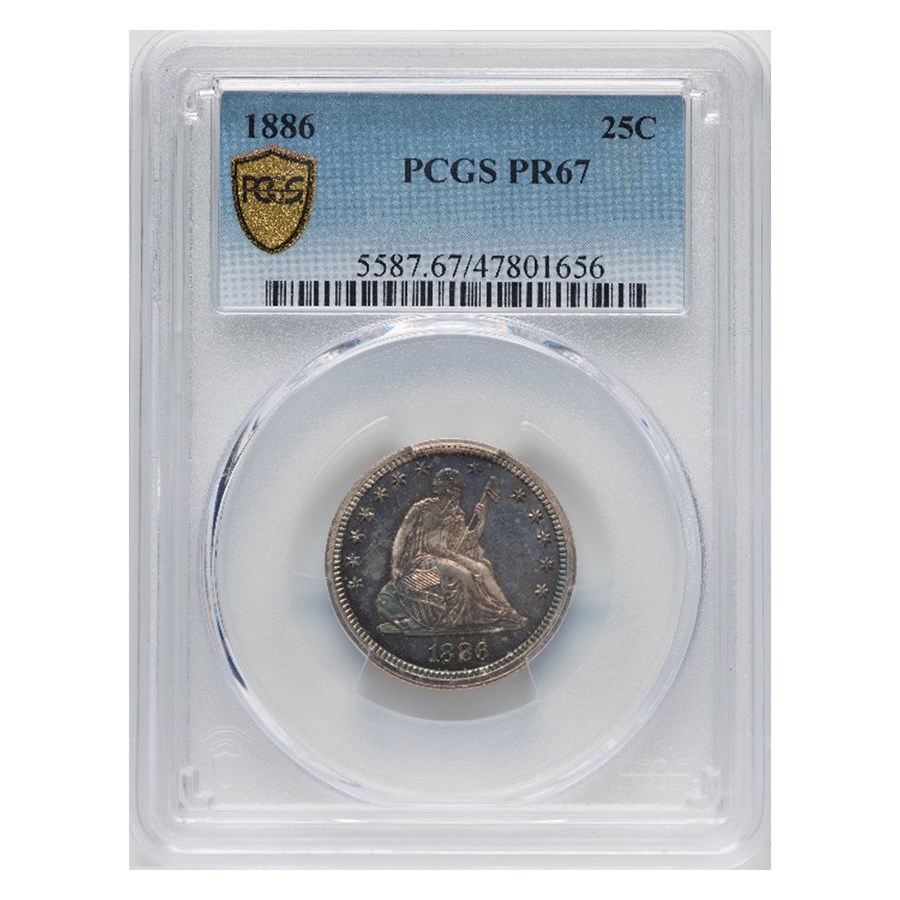 1886 Liberty Seated Quarter PR-67 PCGS
