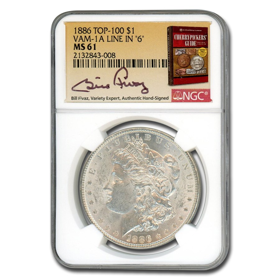 1886 Morgan Dollar MS-61 NGC (VAM-1A, Fivaz)