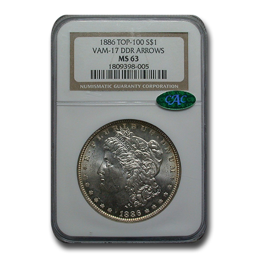 Buy 1886 Morgan Dollar MS-63 NGC CAC (VAM-17 DDR Arrows, Top-100) | APMEX
