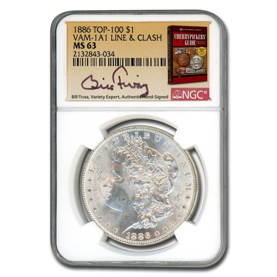 1886 Morgan Dollar MS-63 NGC (VAM-1A1, Fivaz)