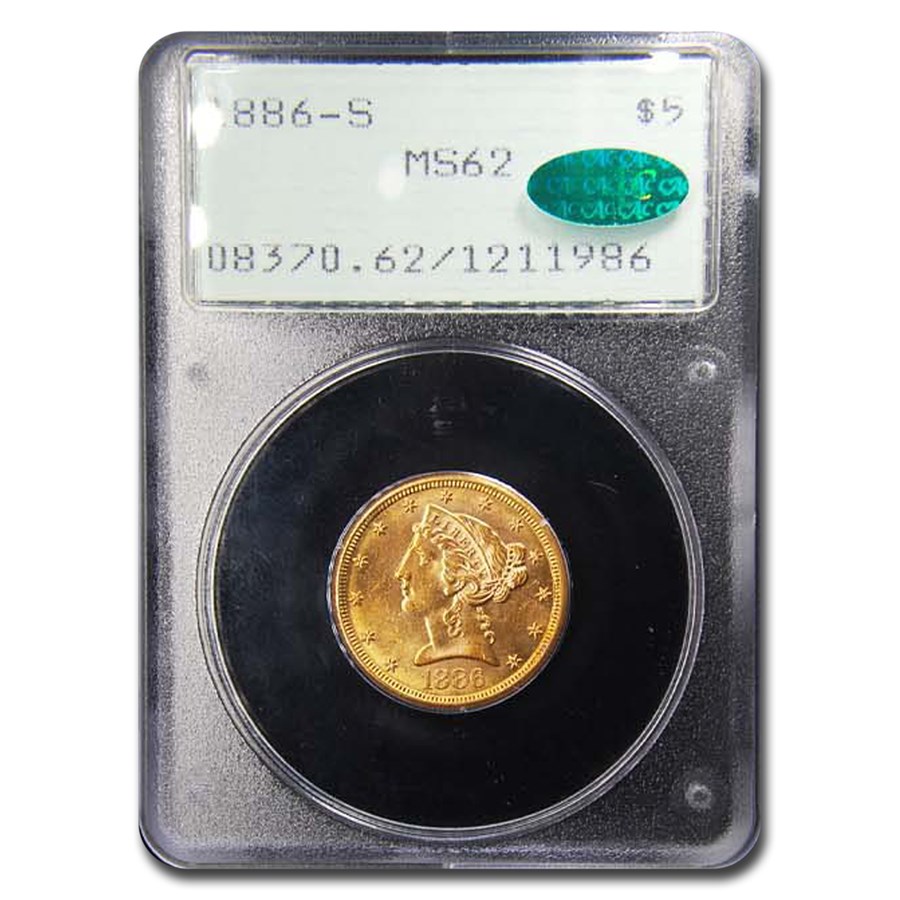 Buy 1886-S $5 Liberty Gold Half Eagle MS-62 PCGS CAC (Rattler) | APMEX