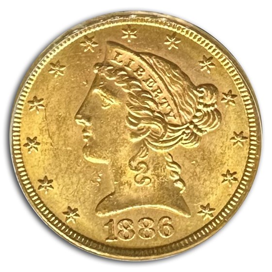 Buy 1886-S $5 Liberty Gold Half Eagle MS-62 CAC | APMEX