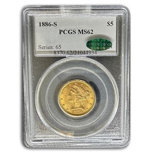 Buy 1886-S $5 Liberty Gold Half Eagle MS-62 CAC | APMEX