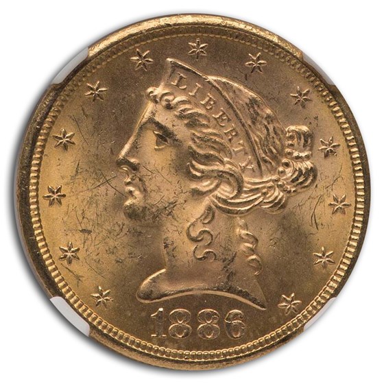 Buy 1886-S $5 Liberty Gold Half Eagle MS-65 NGC | APMEX