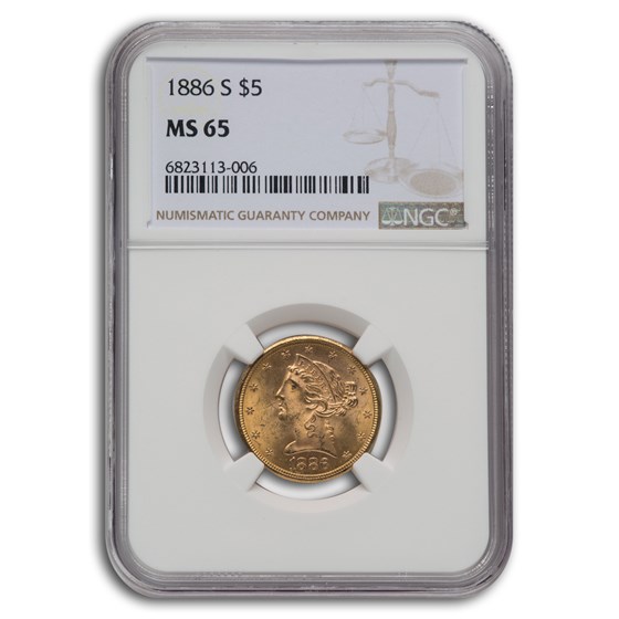 Buy 1886-S $5 Liberty Gold Half Eagle MS-65 NGC | APMEX
