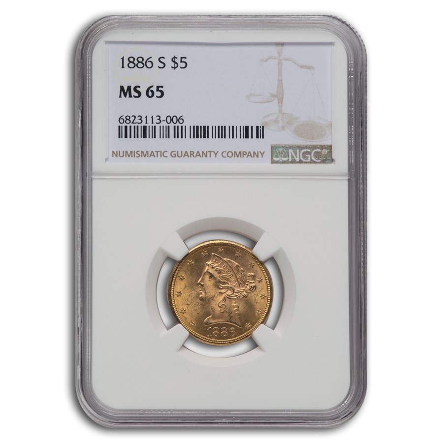 Buy 1886-S $5 Liberty Gold Half Eagle MS-65 NGC | APMEX
